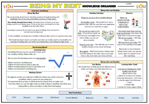 PSHE: Being My Best - Year 2 Knowledge Organiser! | Teaching Resources
