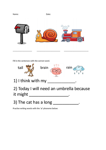 Phonics ai sound PowerPoint and Activity | Teaching Resources