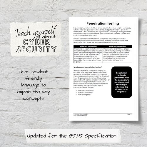 Cyber Security AQA GCSE Computer Science Workbook (8525) | Teaching ...
