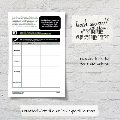 Cyber Security AQA GCSE Computer Science Workbook (8525) | Teaching ...