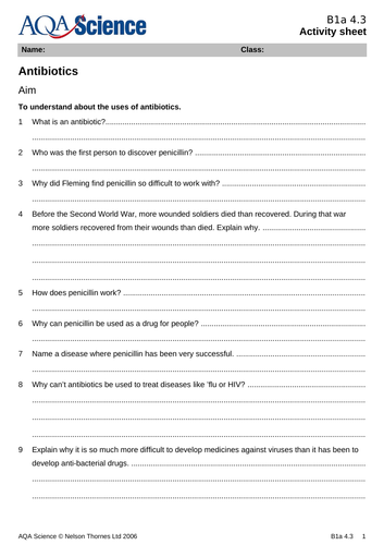 Antibiotic resistance [AQA NEW SPEC] 2020/2021 | Teaching Resources