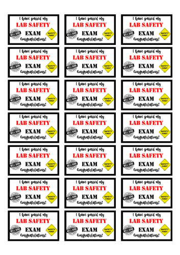Lab safety examination/stickers for start of year | Teaching Resources