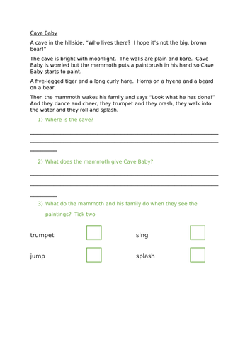 Full scheme of work based on the story Cave Baby | Teaching Resources