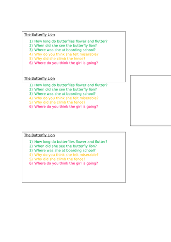 Guided Reading linked to Butterfly Lion | Teaching Resources