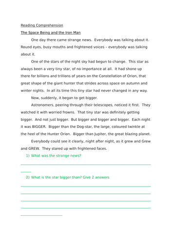 Iron Man and the space dragon (Chapter 5) | Teaching Resources