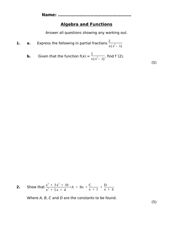 Pure Mathematics 4 Assessment Pack | Teaching Resources