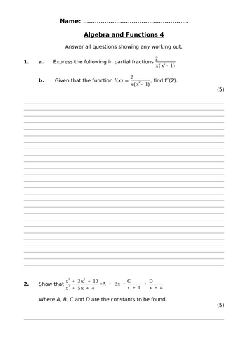 Pure Mathematics 4 Assessment Pack | Teaching Resources