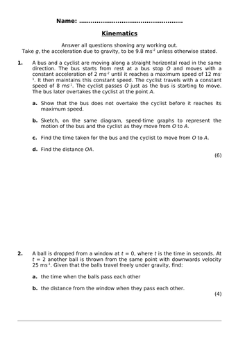 Mechanics 1 Assessment Pack | Teaching Resources