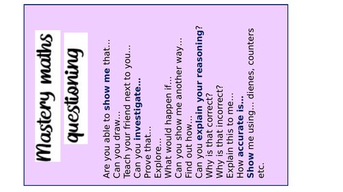 Maths Mastery questioning | Teaching Resources Maths Mastery questioning | Teaching Resources