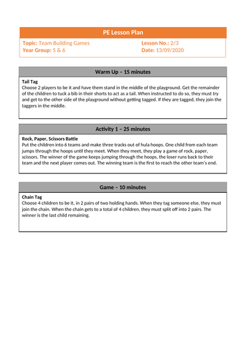KS2 Team Building Lesson Plan | Teaching Resources
