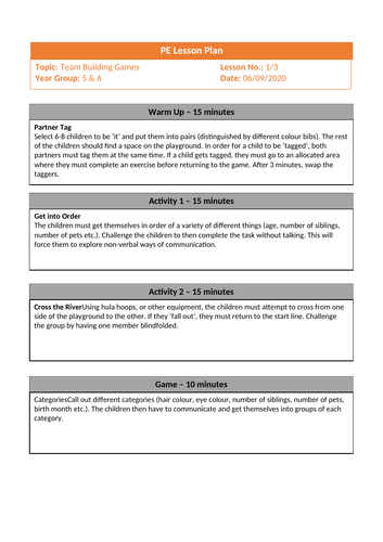 KS2 Team Building Lesson Plan | Teaching Resources