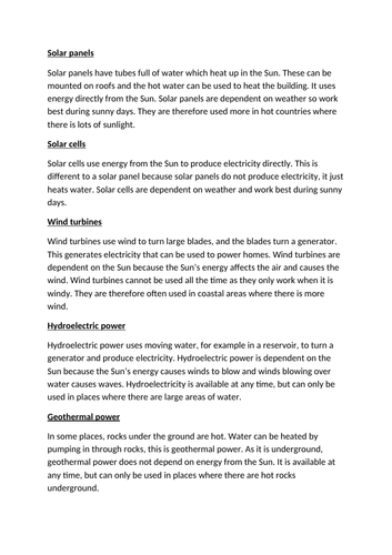 Renewable energy | Teaching Resources