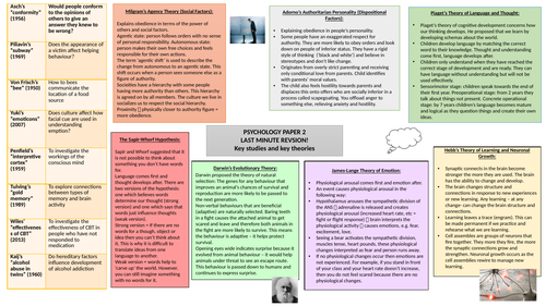 GCSE AQA Psychology- A3 revision mat- Paper 2 | Teaching Resources GCSE AQA Psychology- A3 revision mat- Paper 2 | Teaching Resources