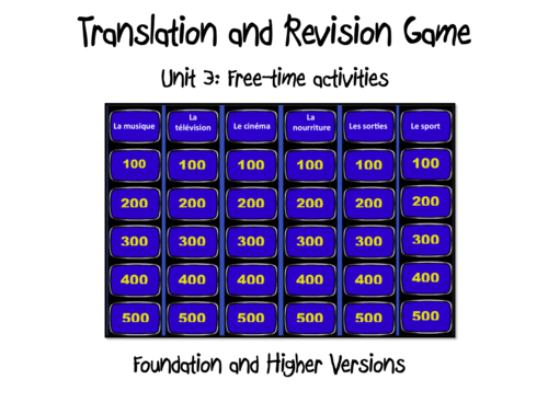 BUNDLE- Translation and Revision Games-Theme 1- GCSE French | Teaching ...