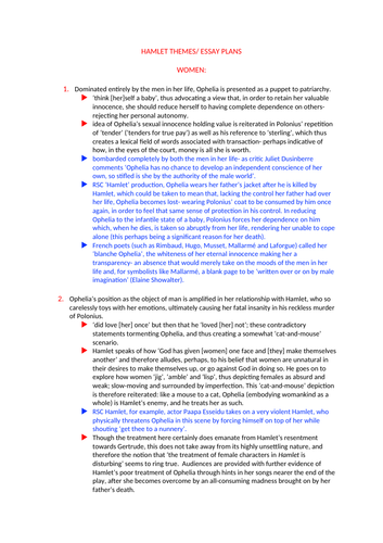 Hamlet notes A level OCR English Literature, drama and poetry pre-1900 ...