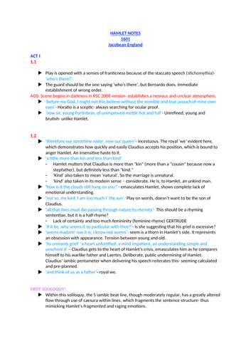 Hamlet notes A level OCR English Literature, drama and poetry pre-1900 ... Hamlet notes A level OCR English Literature, drama and poetry pre-1900 ...