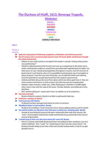 The Duchess of Malfi OCR A level notes, drama and poetry pre-1900 ...