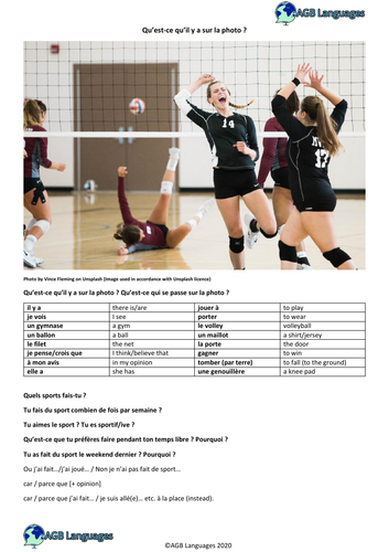 French Sport Photo Speaking | Teaching Resources