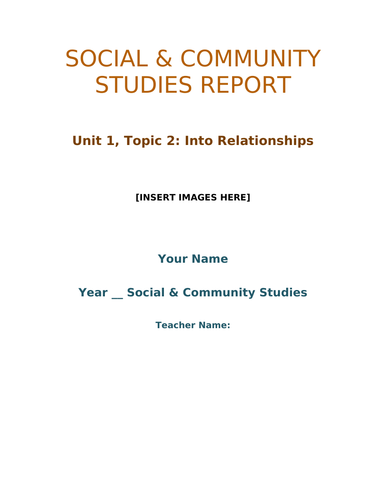 Social and Community Studies - Into Relationships -Inquiry Booklet and ...