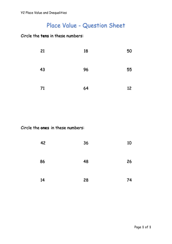 Y2 Maths - Place Value&Inequalities Free | Teaching Resources