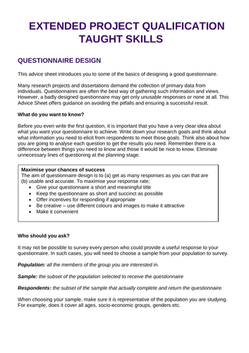 Complete Set of Resources for 'Taught Skills Programme' - EPQ (Extended ...