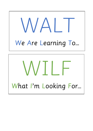 WALT and WILF Labels | Teaching Resources