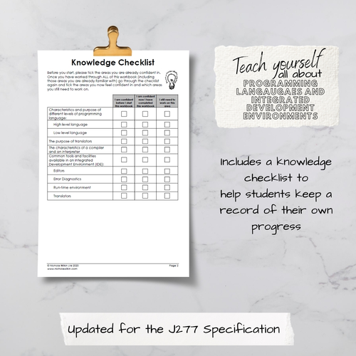 Programming Languages and IDEs OCR GCSE Computer Science Workbook (J277) | Teaching Resources