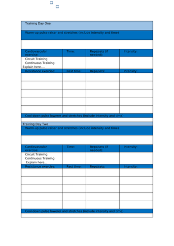 SP6: Training for Fitness (Level 1) Full Unit | Teaching Resources