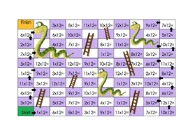 Snakes and ladders 12 times table challenge | Teaching Resources