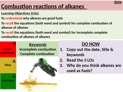 AS Chemistry: Combustion of Alkanes (OCR) | Teaching Resources