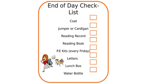End of Day Check-List | Teaching Resources