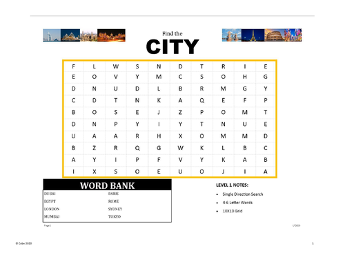 Find the CITY - Level 1_2_3 | Teaching Resources