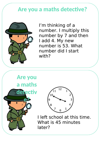 Maths display cards poster challenges ks2 year 4 | Teaching Resources