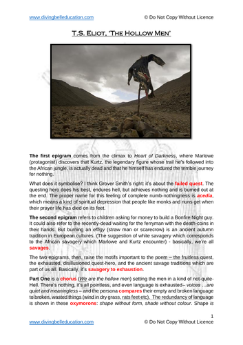 Close reading notes: analysis of T.S. Eliot, 'The Hollow Men ...