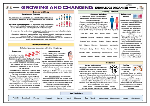 PSHE: Growing and Changing Primary Knowledge Organisers Bundle! | Teaching Resources