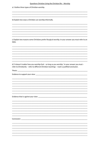 GCSE RS Exam practice Edexcel Living the Christian life | Teaching ...