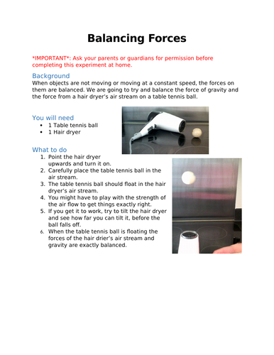 Balancing Forces - Home experiment | Teaching Resources