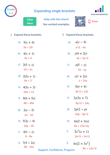 Expanding single brackets | Teaching Resources