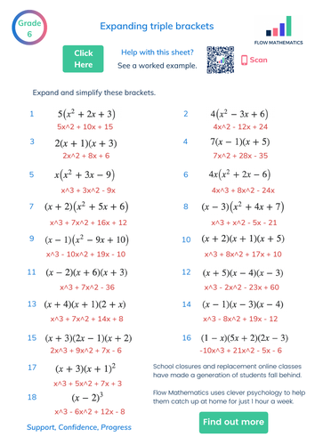 Expanding triple brackets | Teaching Resources