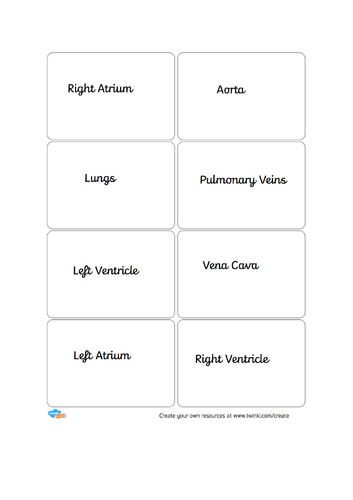 The heart circulatory system KS2 vocab matching cards | Teaching Resources