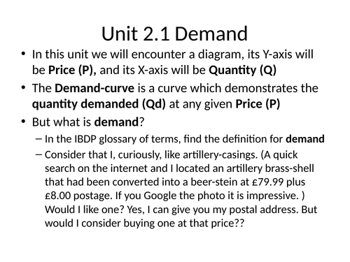 Unit 2.1 Demand IBDP Economics (2022) | Teaching Resources