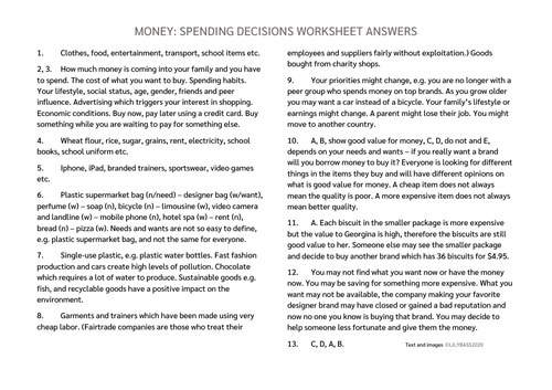 Money: Spending Decisions (US) | Teaching Resources