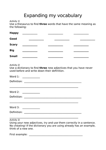 Expanding Vocabulary | Teaching Resources
