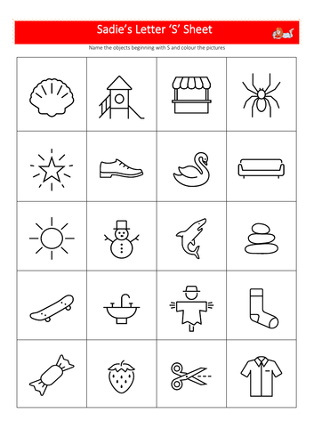 Sadie's Letter 'S' Sheet | Teaching Resources