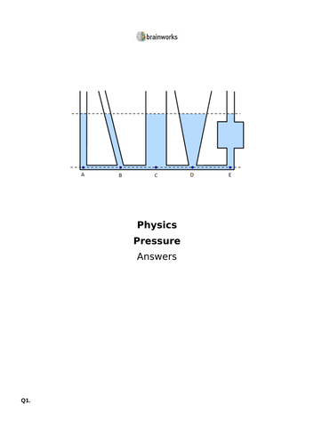 Pressure (in solids, liquids and gases) - past paper questions with answers | Teaching Resources