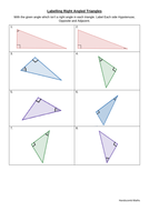 Labelling Right Angled Triangles | Teaching Resources