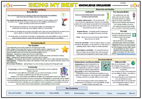 PSHE: Being My Best - Year 5 Knowledge Organiser! | Teaching Resources