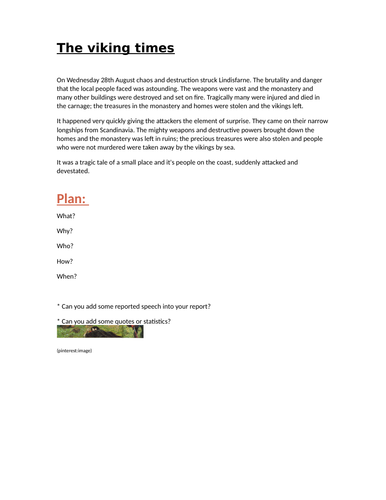 Viking report | Teaching Resources