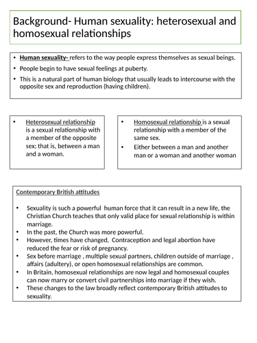 Christian Views On Sexuality Worksheet Aqa Gcse Teaching Resources