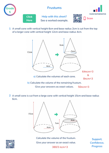 Volume and surface area of frustums | Teaching Resources